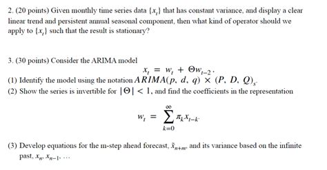 Solved 2 20 Points Given Monthly Time Series Data Xt