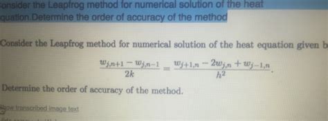 Numerical Consider The Leapfrog Method For Numerical