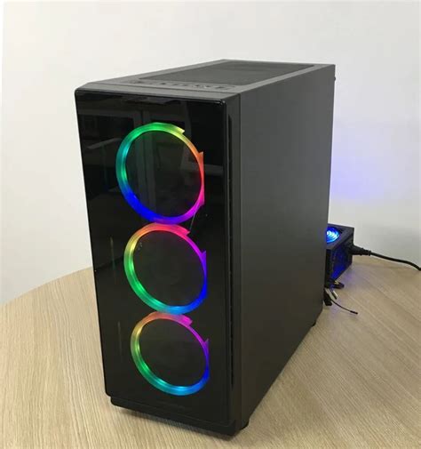 Sate Gaming Case Rgb Fans Atx Case Gaming Tower Pc Case With 3pcs 120mm Rgb Fans Glass
