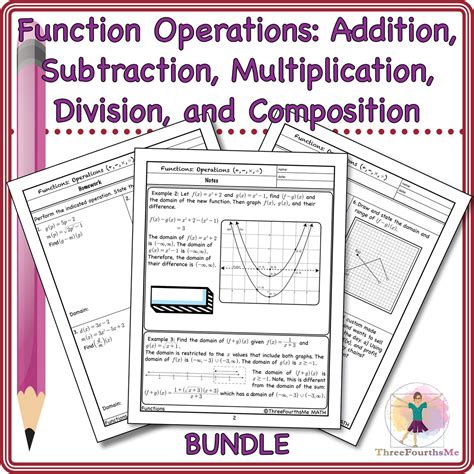 Operation Of Functions Add Subtract Multiply Divide And Composition Bundle Amped Up Learning