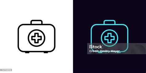 편집 가능한 획이 있는 윤곽선 응급 처치 아이콘 구급 상자 의료 상자 픽토그램 응급 지원 및 구조 생활 약물 및 의약품이 담긴