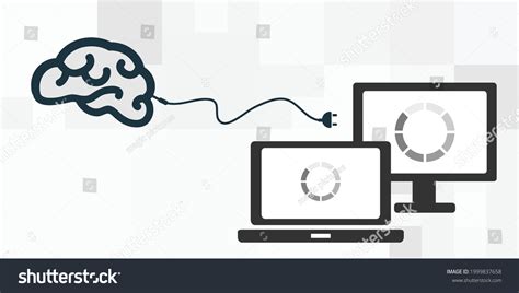 Vector Illustration Brain Plugged Computer Different เวกเตอร์สต็อก ปลอดค่าลิขสิทธิ์