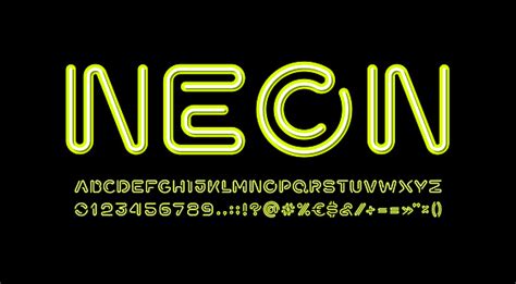 트렌디 한 네온 글꼴 두꺼운 세그먼트 둥근 라인에서 현대 알파벳 대문자 라틴어 문자와 숫자 0명에 대한 스톡 벡터 아트 및 기타 이미지 Istock