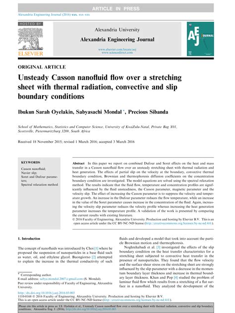 Pdf Unsteady Casson Nanofluid Flow Over A Stretching Sheet With