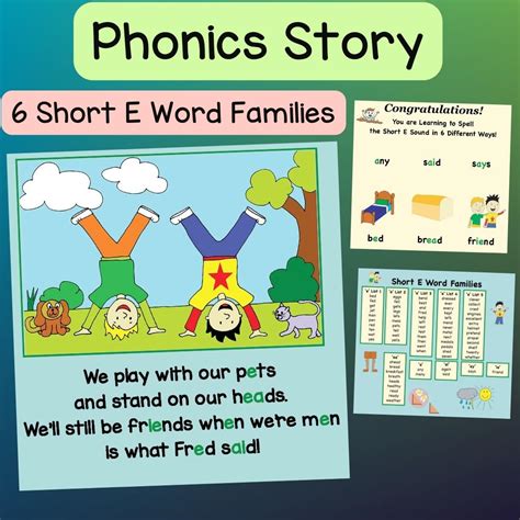 Phonics Story For 5 Short E Word Families Spelling Activities Chart