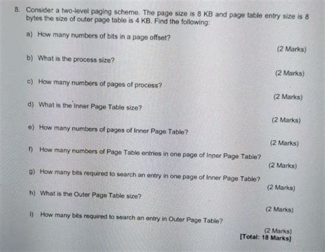 solved 8 consider a two level paging scheme the page size