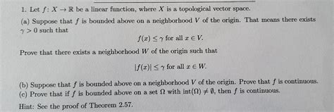 Solved 1 Let F X R Be A Linear Function Where X Is A Chegg Com