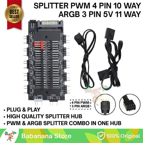 Jual 1 TO 10 PWM 4 PIN ARGB 3 PIN 5V COMBO SPLITTER FAN 4PIN HUB EXTENSION Shopee Indonesia