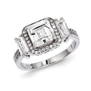 925 Sterling Silver Square Cz Engagement Ring Sterling Silver Cz