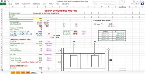 Combined Footing Design Excel Sheet Design Combination Page Layout