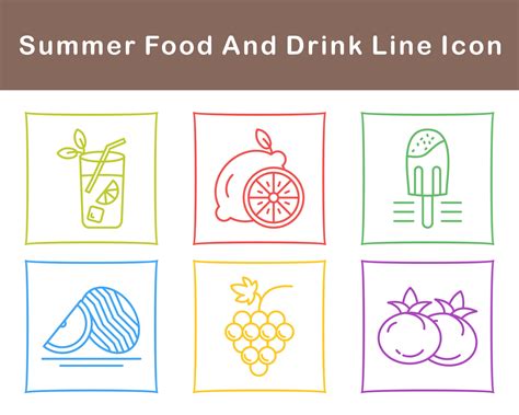 Summer Food And Drink Vector Icon Set 21506237 Vector Art At Vecteezy