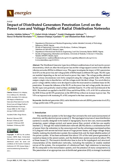 pdf impact of distributed generators penetration level on the power