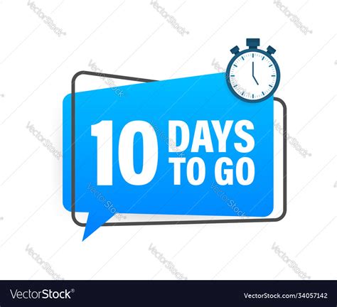 10 Days To Go Countdown Timer Clock Icon Time Vector Image