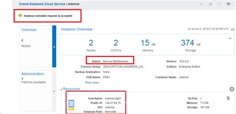 Oracle 18c Performing A Reinstate Failed Primary Database Using Dbcs