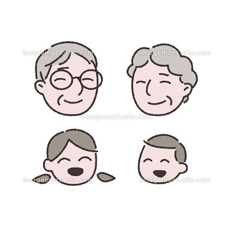 おじいちゃんとおばあちゃんと孫たちのイラスト素材 185118836 イメージマート