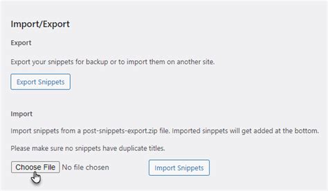 Import Export Post Snippets