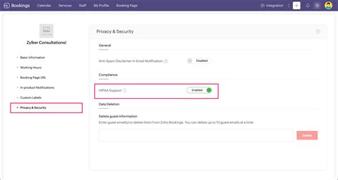Privacy And Security Help Zoho Bookings
