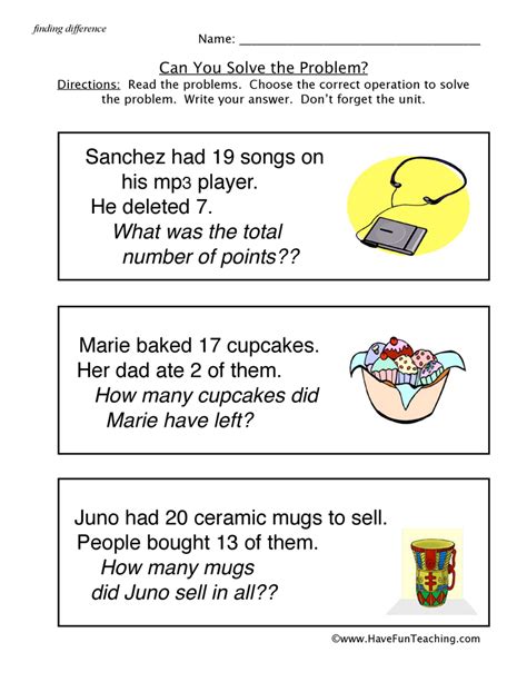 Simple Word Problems Worksheets