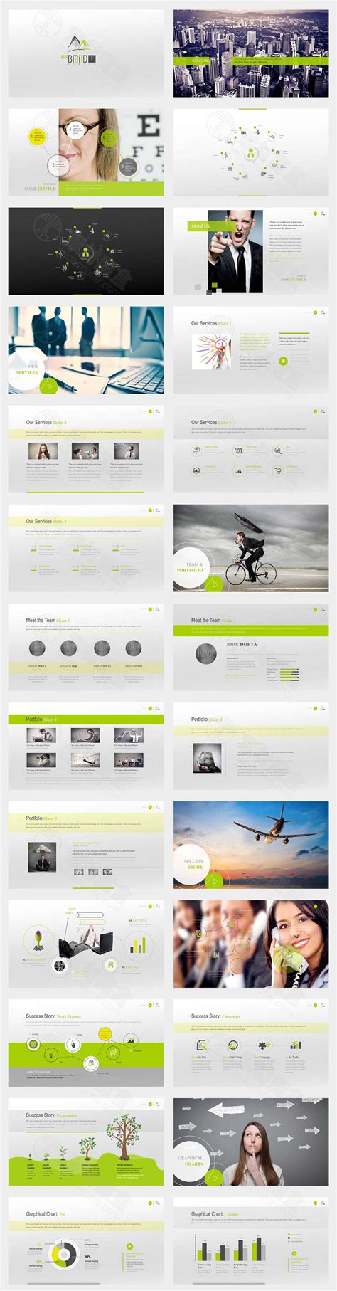 绿色清新欧式工作商务ppt模板 Ppt模板 素材魔盒网—免费素材下载