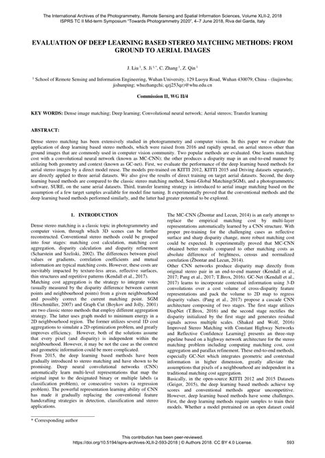 Pdf Evaluation Of Deep Learning Based Stereo Matching Methods From Ground To Aerial Images