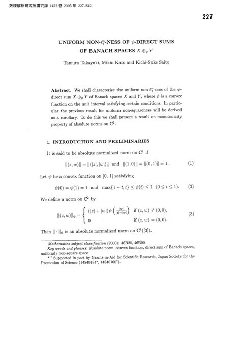 Pdf Uniform Non Elln1 Ness Of Psi Direct Sums Of Banach