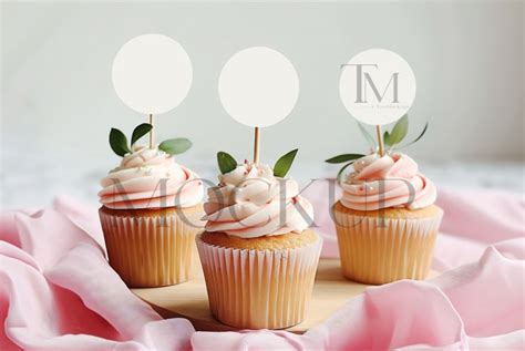 Circle Topper Mockup Blank Cupcake Toppers