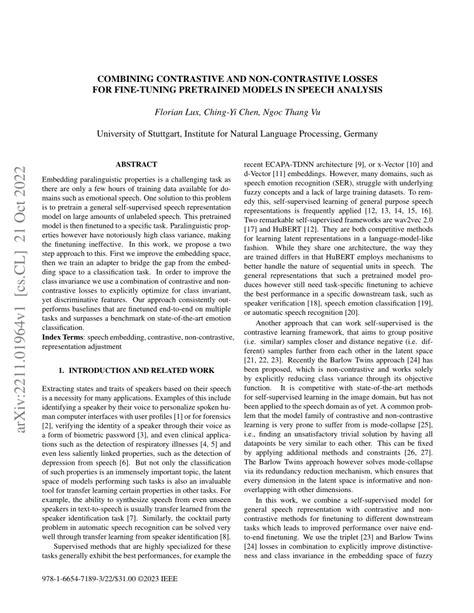 Pdf Combining Contrastive And Non Contrastive Losses For Fine Tuning