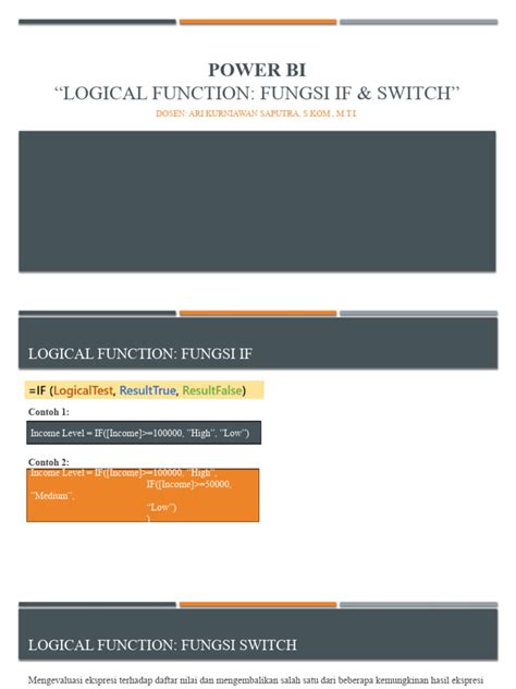Sib Logical Function Fungsi If And Switch Pdf