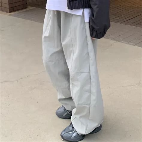 크림뮤지엄 유니섹스 나일론 와이드 밴딩 조거팬츠 위시버킷