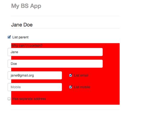 Html Bootstrap Form Fields Dont Stay In Containing Div Stack Overflow