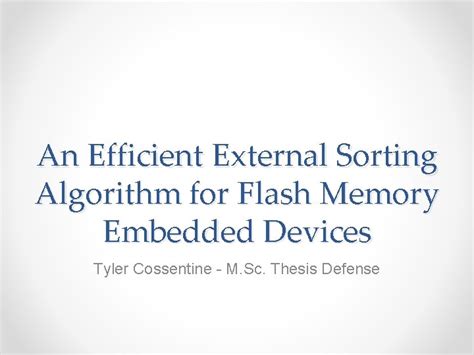 An Efficient External Sorting Algorithm For Flash Memory