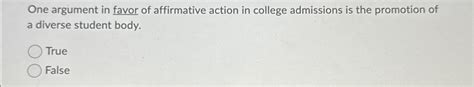 Solved One Argument In Favor Of Affirmative Action In