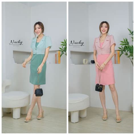 New เดรสทำงาน ชุดทำงาน เดรสแฟชั่น เดรสเรียบๆ Nipapornkung Thaipick