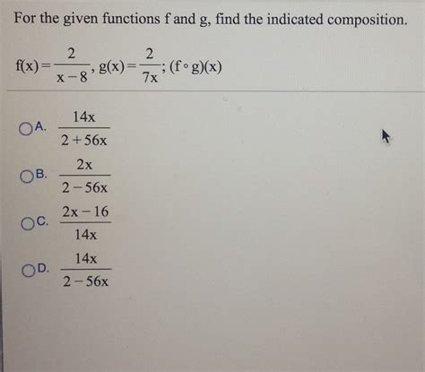Solved For The Given Functions F And G Find The Indicated Chegg