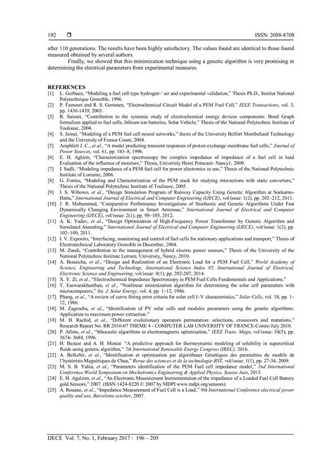 Fuel Cell Impedance Model Parameters Optimization Using A Genetic Algorithm Pdf