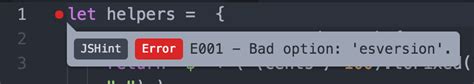 Javascript Jshint Error E001 Bad Option Stack Overflow