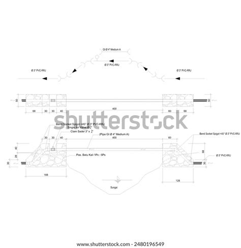 Schematic Sketch Water Distribution Pipeline Crossing Stock Vector Royalty Free 2480196549