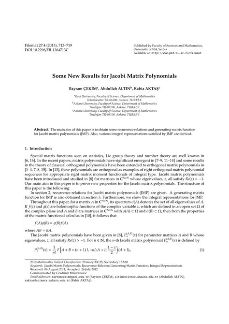 Pdf Some New Results For Jacobi Matrix Polynomials