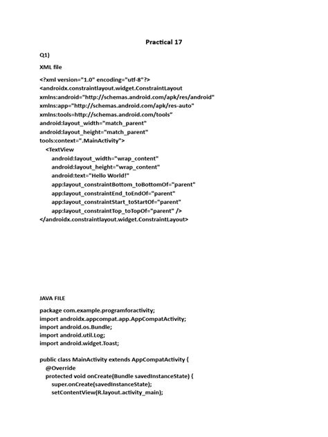 Practical 17 And 18 Pdf Android Operating System Java Programming Language