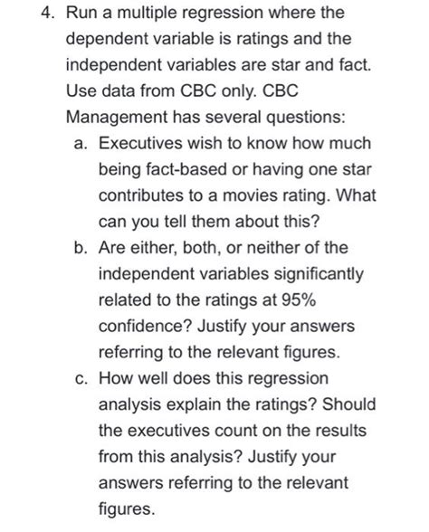 dependent variable is ratings and the independent