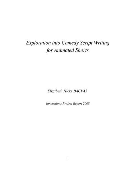Exploration Into Comedy Script Writing For Animated Shorts
