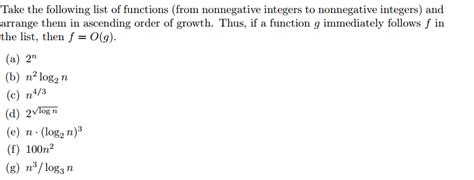 Solved Take The Following List Of Functions From Chegg