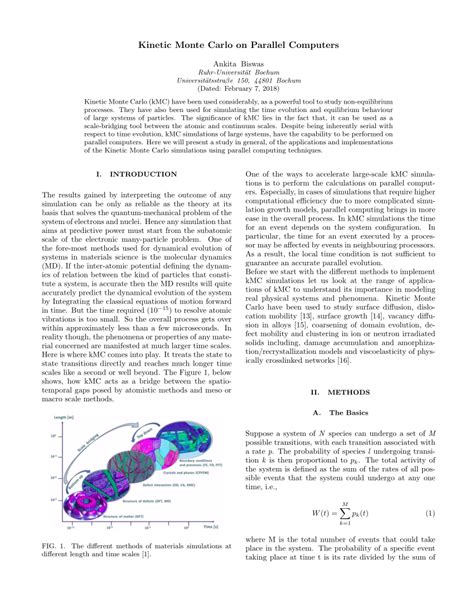 Pdf Kinetic Monte Carlo On Parallel Computers