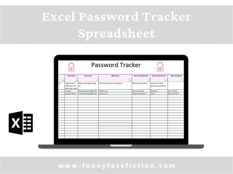 Excel Password Tracker Spreadsheet Password Tracker Password Etsy Canada