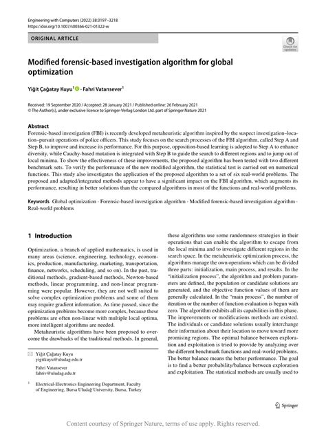 modified forensic based investigation algorithm for global optimization
