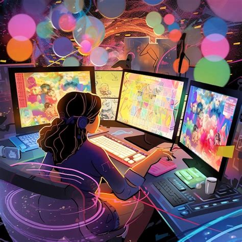 Premium Ai Image A Woman Sits In Front Of A Computer With The Words