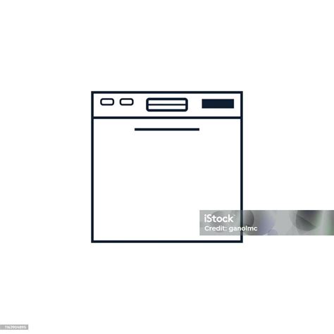 식기 세척기 라인 아이콘 주방 가구 벡터 일러스트레이션 가사 집안일에 대한 스톡 벡터 아트 및 기타 이미지 가사 집안일
