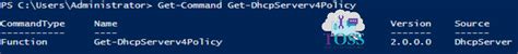 get dhcpserverv4policy powershell cmdlet toss
