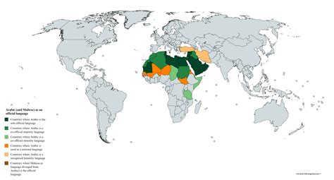 Arabic Language Map The Map Shows Countries Where Arabic Is The Main