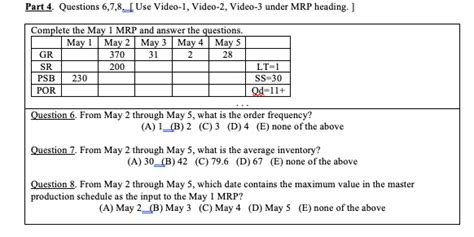 Solved Part 4 Questions 678 Use Video 1 Video 2